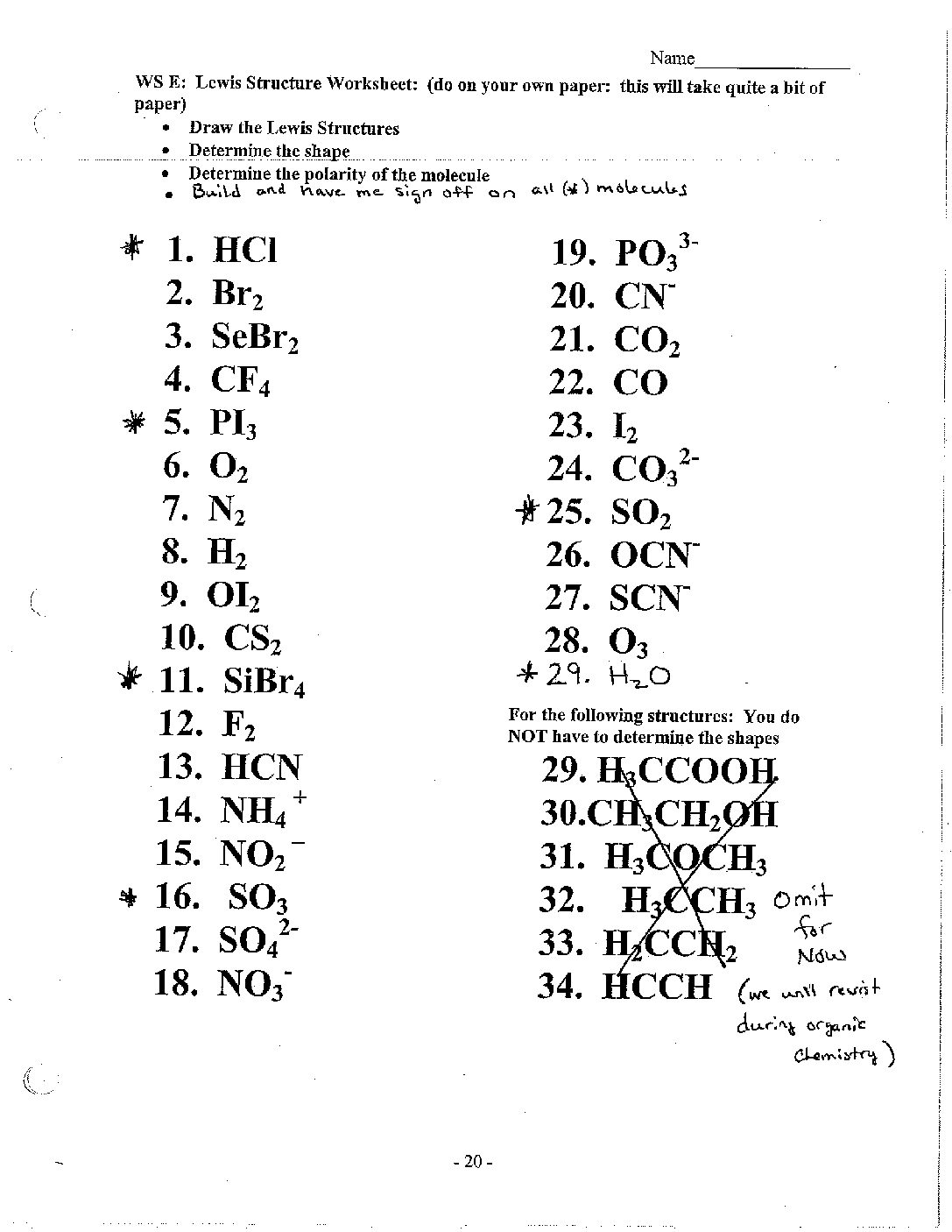 Molecular Geometry Worksheet 4