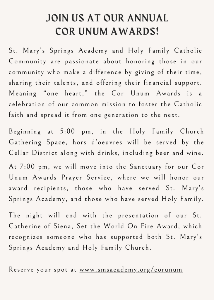 Cor Unum Invitation 2025 (6) | St. Mary's Springs Academy